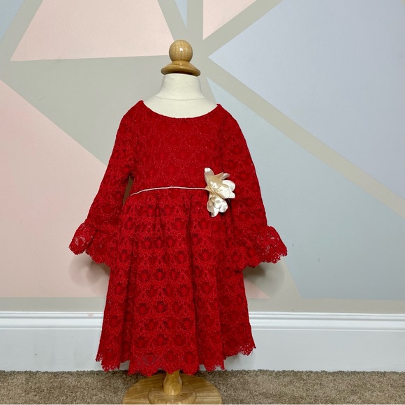 Rare Editions | Dresses | Rare Editions Red Toddler Girl Lace Dress ...
